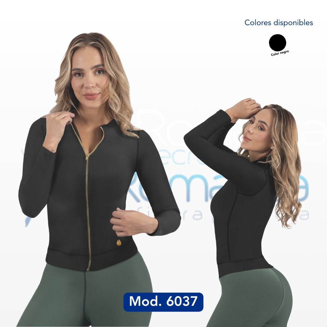 Mod. 6037 Chaqueta Deportiva Manga Larga con Cremallera Dorada – fajas ...